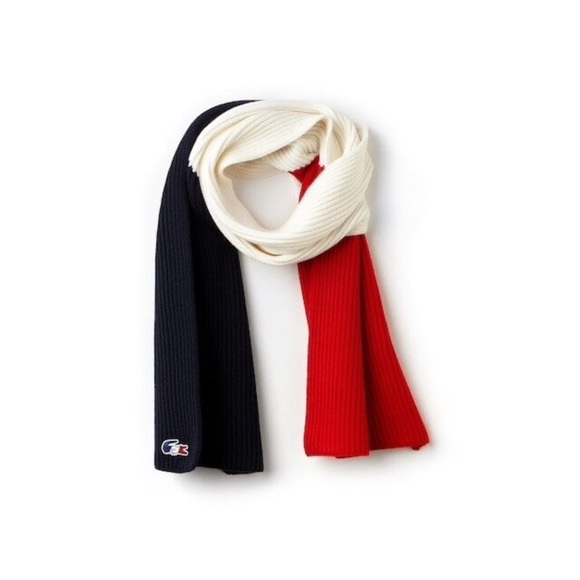 Lacoste | Accessories | Lacoste Mens Red Blue And White Colorblock Wool ...